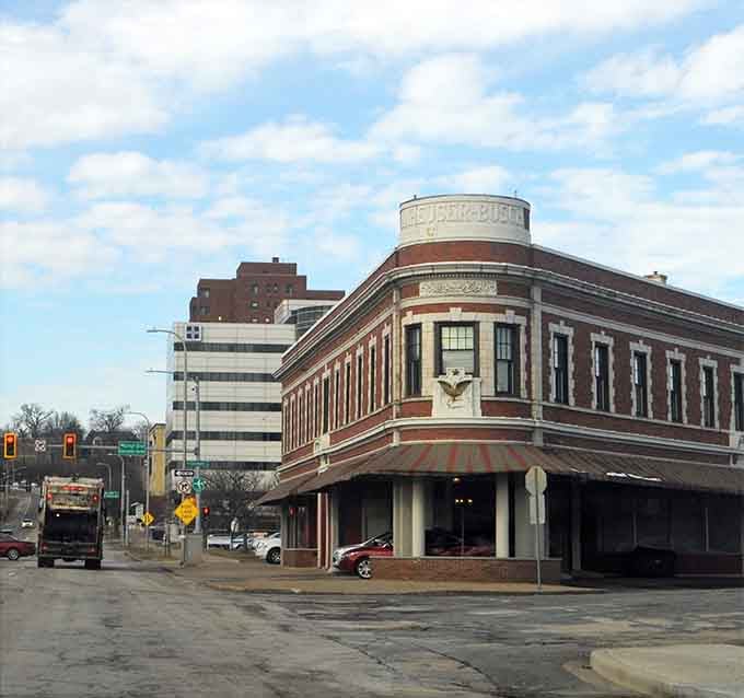 Peoria's stunning historic corner building wears its ornate eagle emblem like a badge of honor earned over many decades.