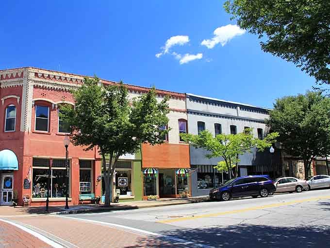 Sunlit streets showcase the kind of downtown where parking is easy and prices remain refreshingly reasonable.