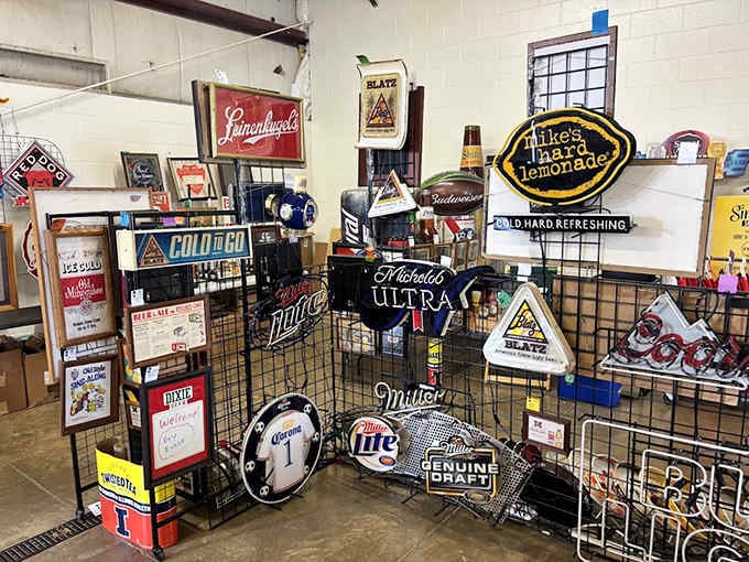Vintage beer signs and classic advertising memorabilia transport you straight back to the golden age of American nostalgia.