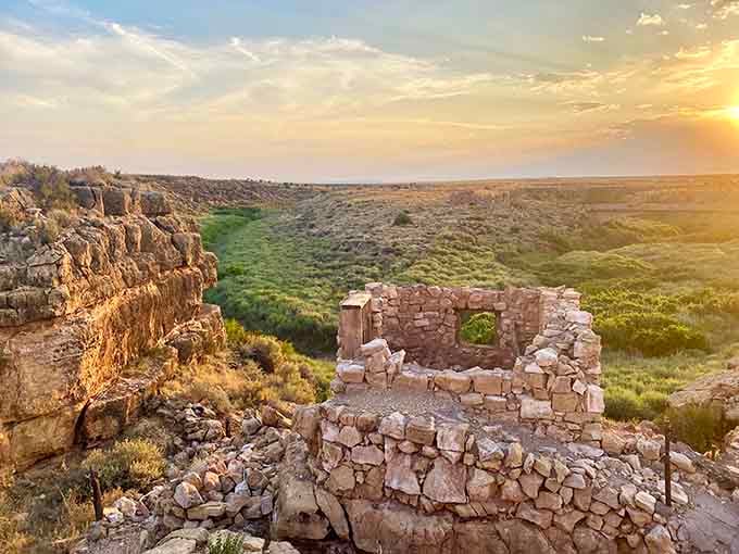 Golden hour transforms ancient walls into glowing monuments, where the desert reclaims what time has slowly weathered away.