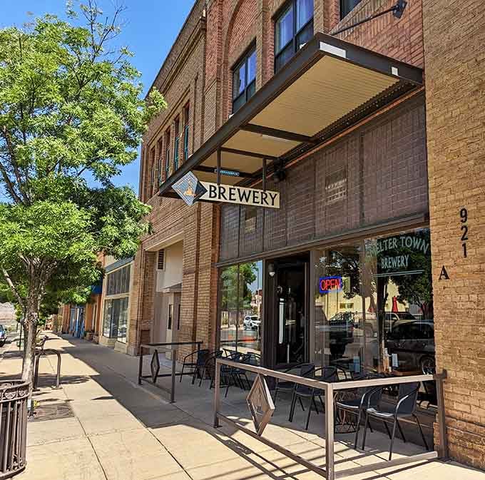 The brewery's vintage brick building blends historic architecture with modern craft beer culture perfectly and invitingly.