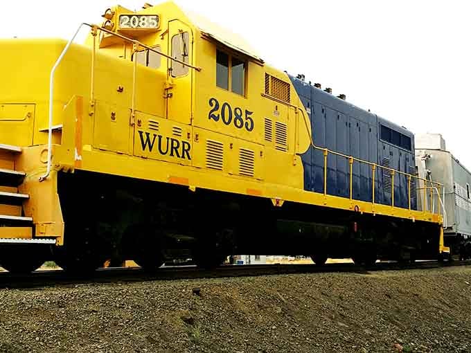 Up close, this diesel giant reveals every rivet and bolt that keeps adventure rolling down the rails.