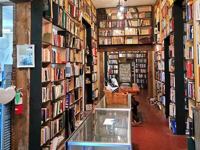 Floor-to-ceiling bookshelves create a literary labyrinth that would make Belle from Beauty and the Beast swoon with joy.