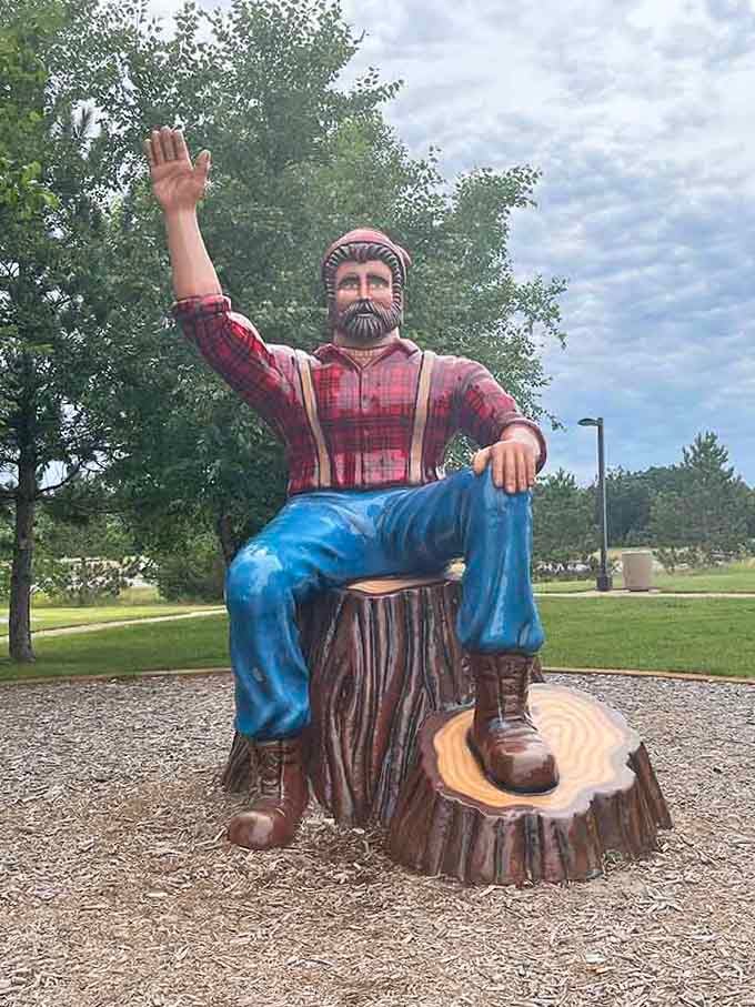 Taking a well-deserved break on his stump, Paul waves hello like he's been waiting just for you.