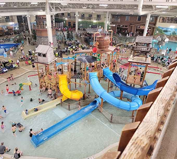 That sweeping overhead view of Great Wolf Lodge's wave pool, ringed by colorful chairs, makes every seat in the house look like the best one.