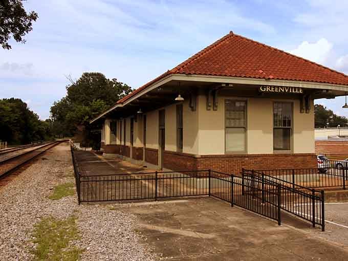 Greenville's beautiful historic depot features a stunning red tile roof and cream-colored walls that make it truly stand out among Alabama stations.
