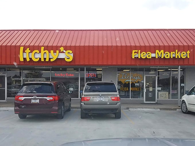 The welcoming storefront and "Open" sign invite you in—Columbia's treasure hunters have found their happy place here.