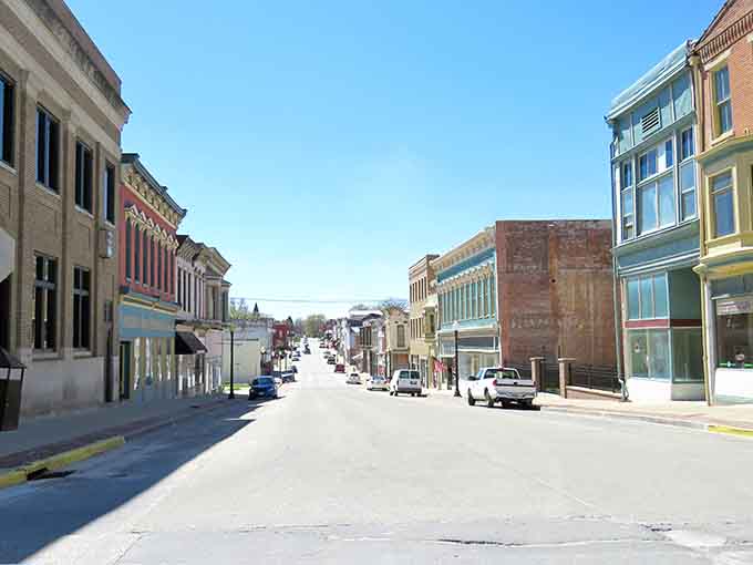That gentle hill creates the perfect postcard perspective, showcasing downtown's timeless character stretching toward distant horizons beyond.
