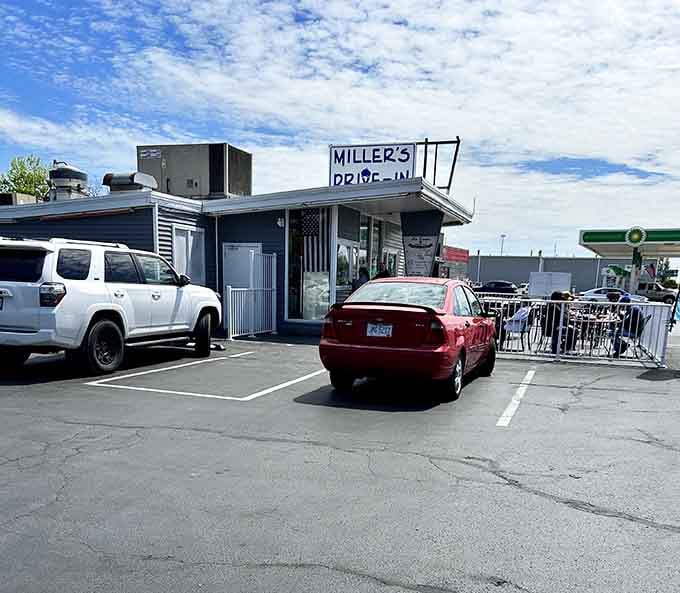 That modern-meets-retro vibe and busy parking lot tell you everything—quality never goes out of style, friends.