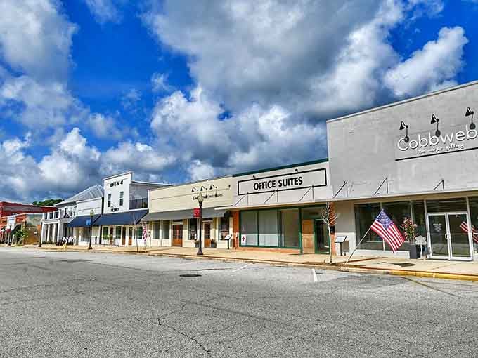 Clean sidewalks and well-maintained buildings show a community that takes pride in preserving its downtown heritage and charm.