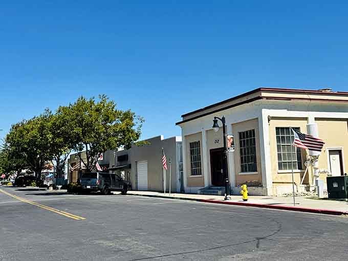 That American flag and clean sidewalks signal a town that takes pride in its heritage and its future.