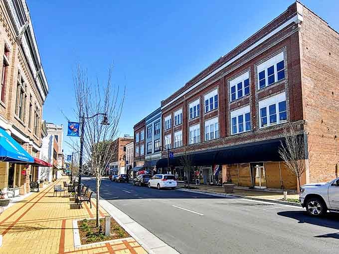 Wide streets and classic storefronts create that perfect small-town rhythm where nobody's ever in too much of a hurry.