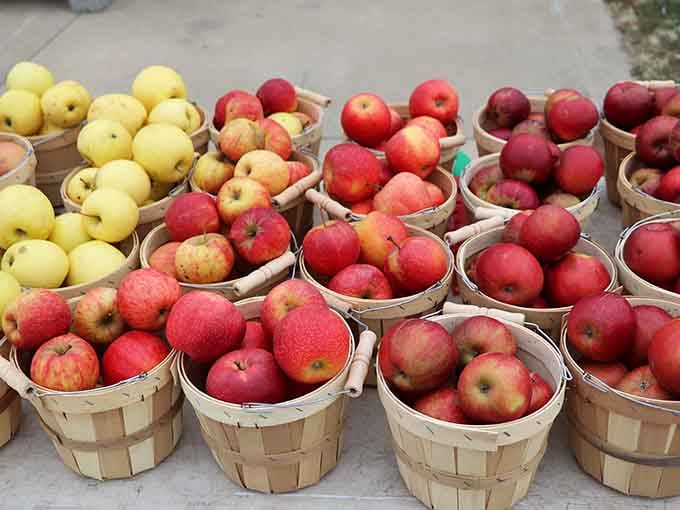 Fresh produce in old-fashioned baskets reminds you that some traditions never go out of style, thankfully.
