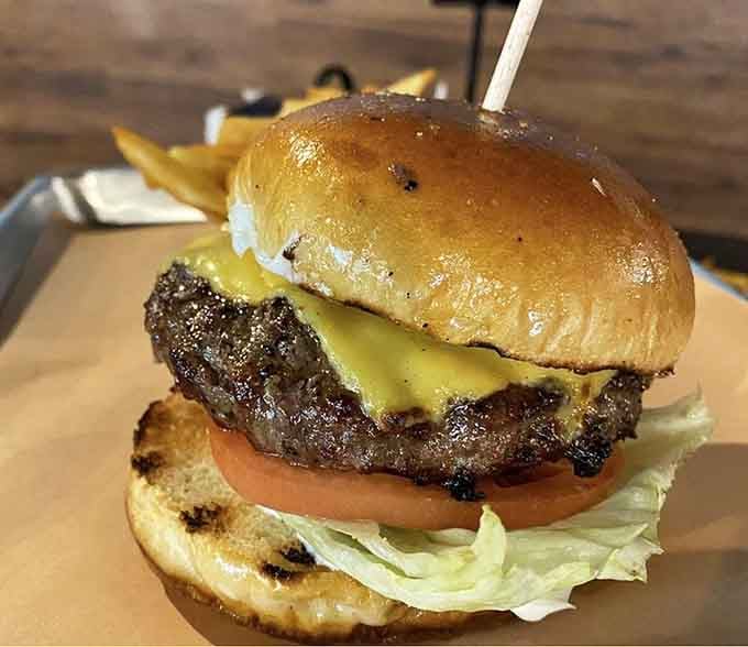 A Wagyu burger topped with melted cheese proves this place doesn't limit itself to just traditional barbecue offerings.