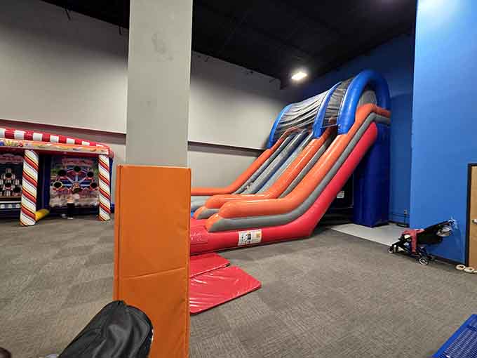 Giant inflatable slides: because sometimes the best entertainment involves controlled falling while giggling like you're eight years old again.