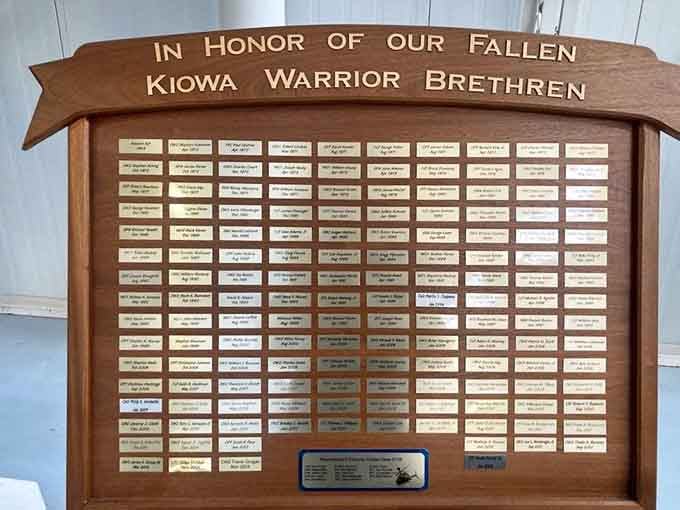 The Kiowa Warrior memorial stands as a powerful reminder that behind every aircraft are the brave souls who flew them.