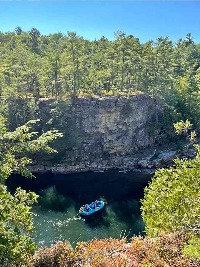 Rafting through the chasm offers a water-level perspective that makes those canyon walls feel even more impressive.