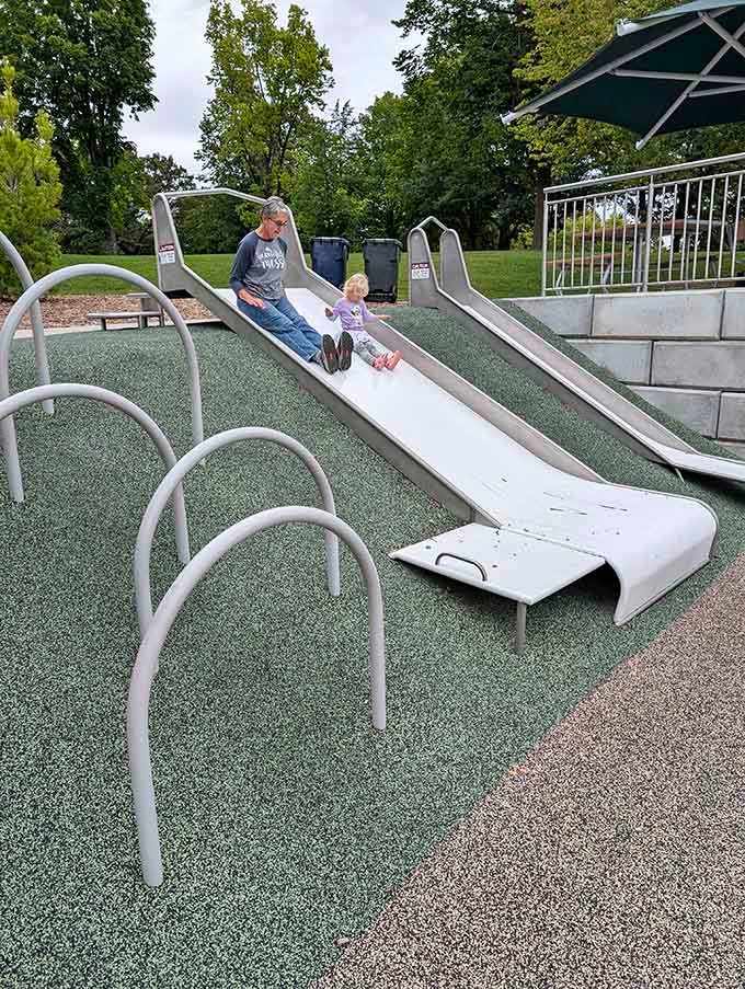 Slides engineered for maximum fun and minimum friction burns, unlike those metal death traps from our youth we somehow survived.