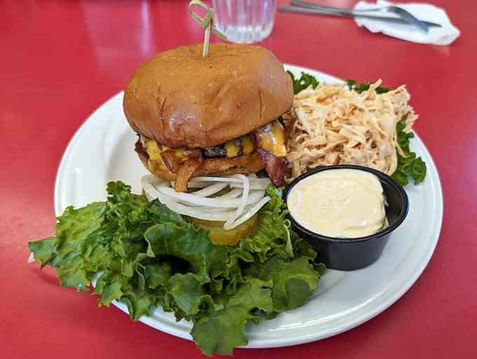 That bacon cheeseburger with coleslaw proves Minnesota knows exactly what it's doing at lunchtime.