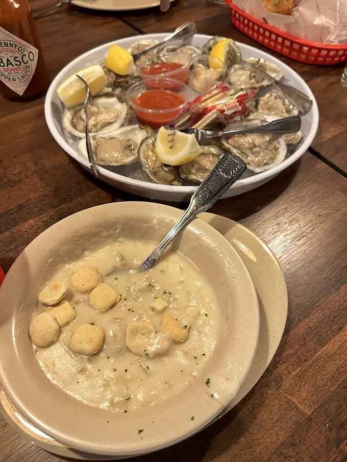 Pairing briny oysters with that legendary chowder is like creating your own personal seafood festival at the table.