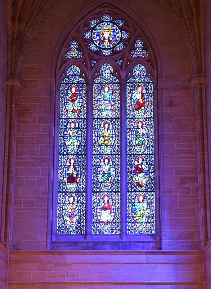 Stained glass that turns sunlight into a kaleidoscope worthy of standing ovations everywhere.