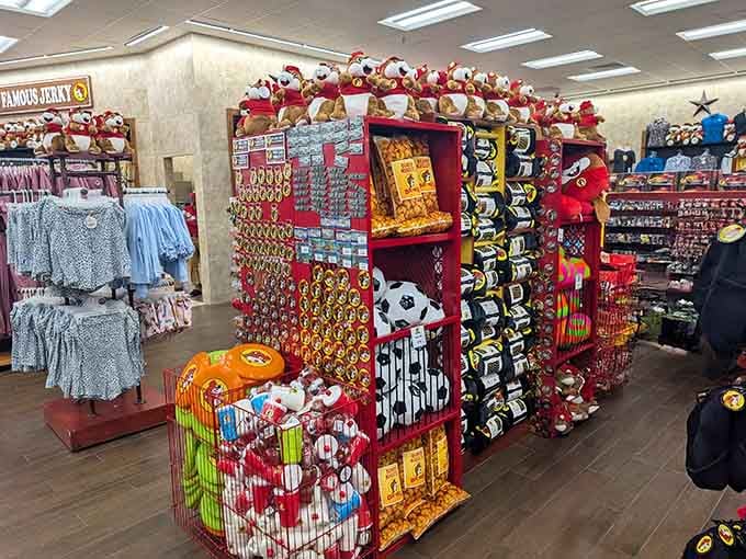 The stuffed animal section rivals FAO Schwarz, proving that gas stations can have standards after all these years.