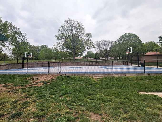 Basketball courts where pickup games settle neighborhood debates and burn off that barbecue from last night.