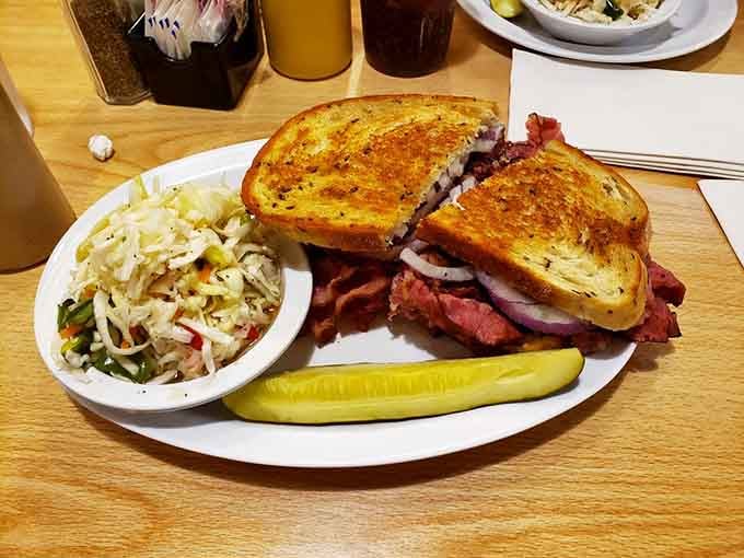 Pastrami piled so high it defies gravity and possibly several laws of physics we haven't discovered yet.