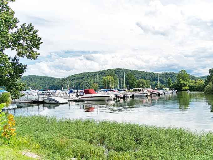 The marina where boats rest easy and your weekend stress floats away like yesterday's worries on water.