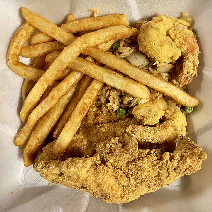 Golden fried fish and shrimp with crispy fries deliver that satisfying crunch we all secretly crave on tough days.