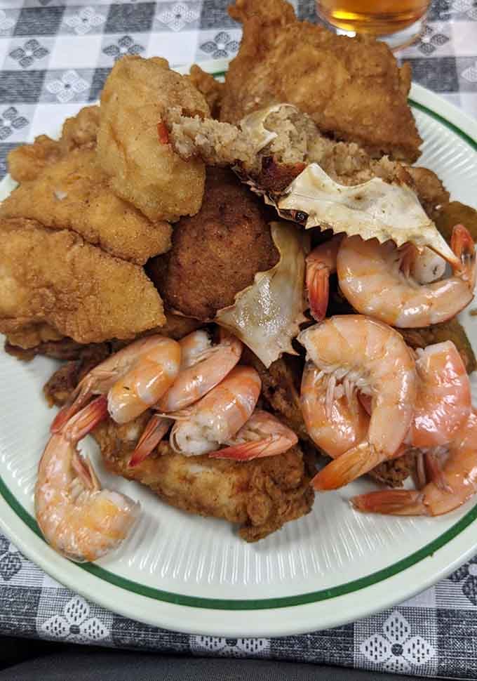 Fried fish, crab, and shrimp team up like the Avengers of seafood, ready to save you from hunger.