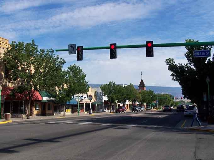 Traffic lights outnumber traffic jams on streets where rush hour means three cars at the intersection.