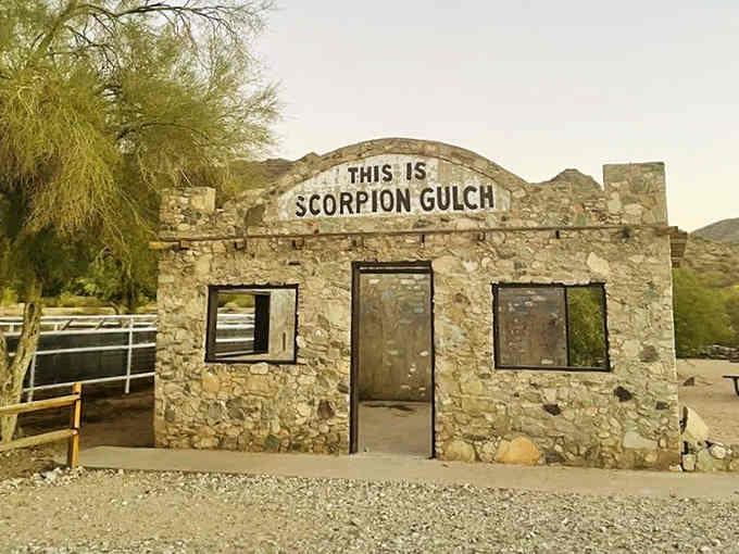 Scorpion Gulch sounds intimidating, but this charming stone structure proves the park has personality and then some throughout.