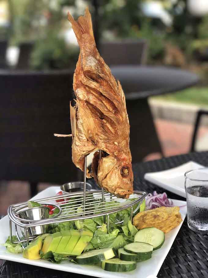 That whole fried snapper stands at attention like it's saluting your excellent dinner decision, and honestly, same.