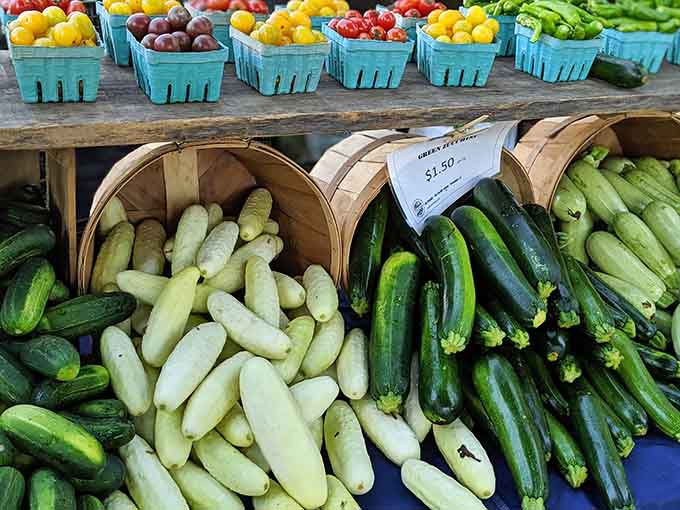 Farm-fresh produce in wooden baskets reminds you that Connecticut's agricultural roots run deep and delicious here.