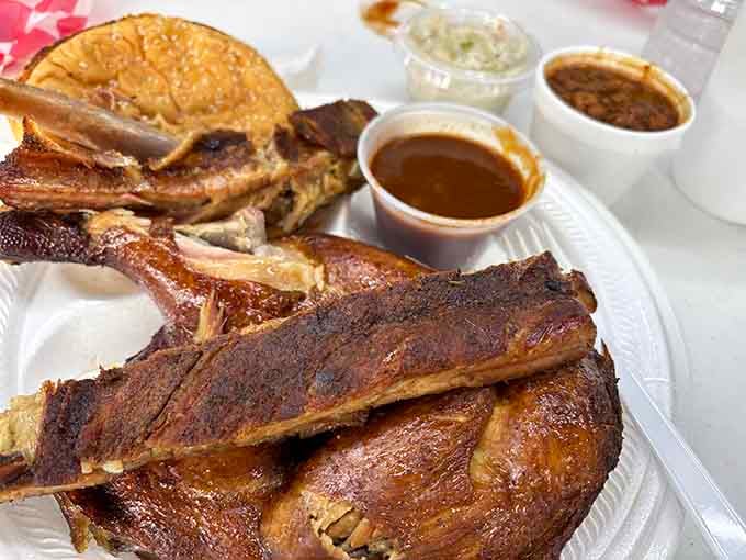 This platter comes with enough meat and sides to make your cardiologist schedule an intervention immediately.
