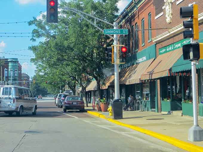 Tree-lined streets and vintage awnings invite leisurely strolls where the biggest decision is which shop to explore first.