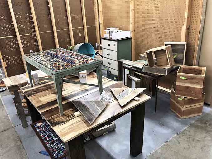 Rustic furniture waiting for someone to give it a second act in a modern home.