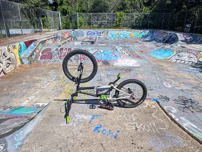 That skate park bowl covered in colorful graffiti art shows Worcester's creative side, one spray paint masterpiece at a time.