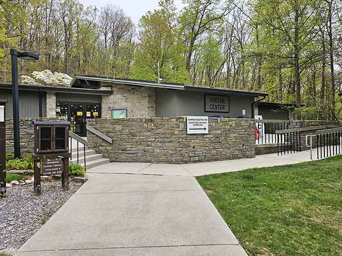 The visitor center welcomes you with modern stone architecture that says "we're serious about nature" without being pretentious about it.