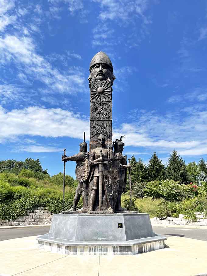 This monumental sculpture stands guard like ancient warriors protecting secrets we're all dying to discover for ourselves.