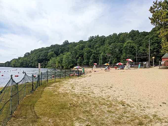 Lake Quonnipaug Beach provides the kind of sandy escape that makes Monday mornings feel like distant fiction.
