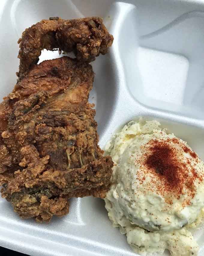 Fried chicken paired with creamy potato salad is the kind of combination that makes you believe in destiny again.