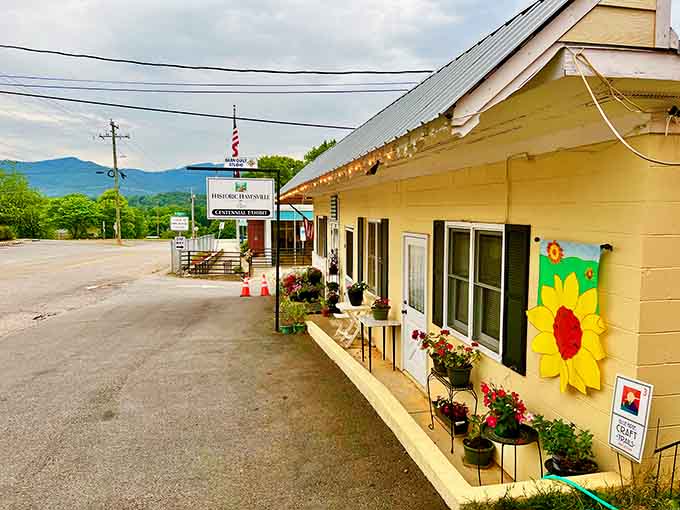 Historic Hayesville Inc. keeps the town's heritage alive with cheerful yellow walls and mountain pride.