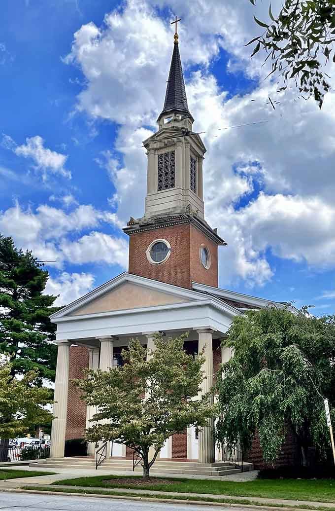 This steeple reaches skyward with the kind of architectural confidence that only comes from standing tall for generations.