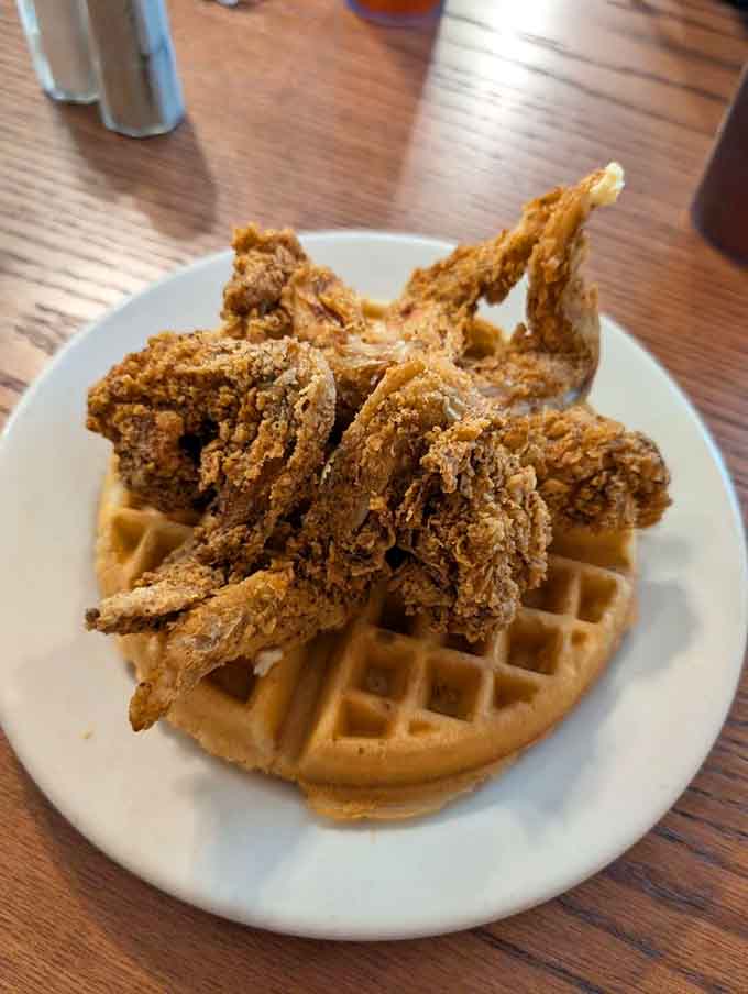 Chicken and waffles that prove some combinations are simply meant to be, like peanut butter and jelly's cooler cousin.