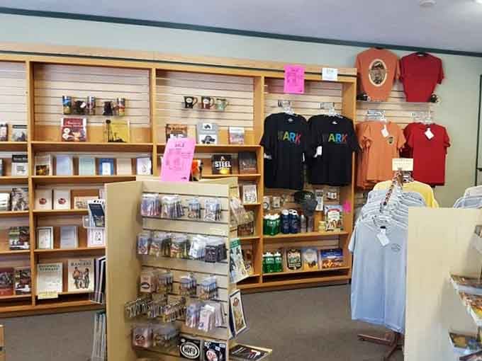 The gift shop offers souvenirs that won't require a blast furnace to manufacture, thankfully for modern shoppers.