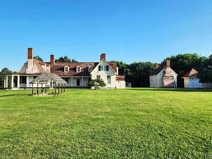 Grant's Headquarters at City Point sits on manicured grounds where American history unfolded beneath these very trees.