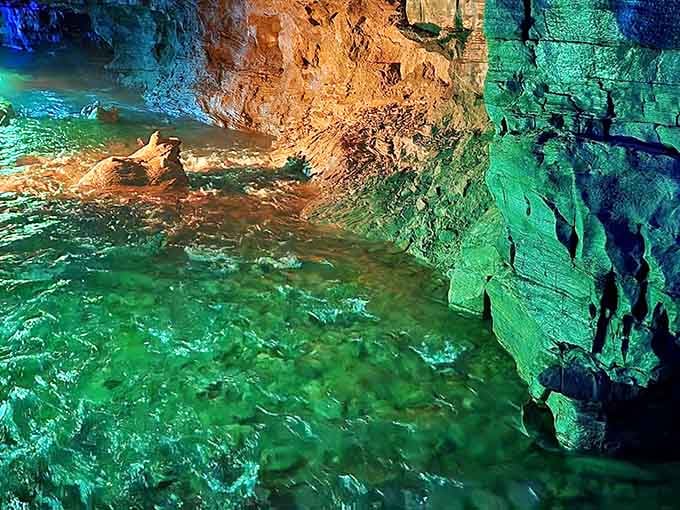 That turquoise glow isn't Photoshop&mdash;it's strategic lighting making limestone look like something from a sci-fi movie set.