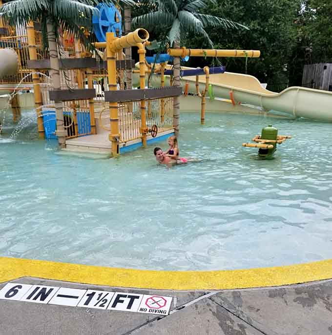 This tropical-themed play structure turns ordinary pool time into an island adventure without the expensive plane ticket.